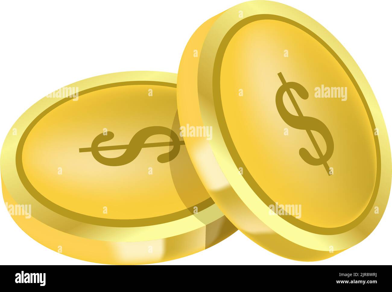 Gold coins with dollar sign stamp, wealth money Stock Vector Image ...