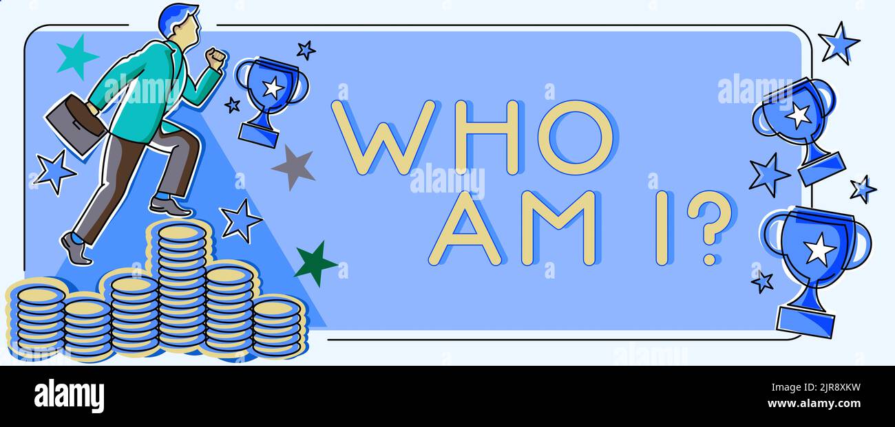 Text caption presenting Who Am I, Business showcase Introduce Identify ...