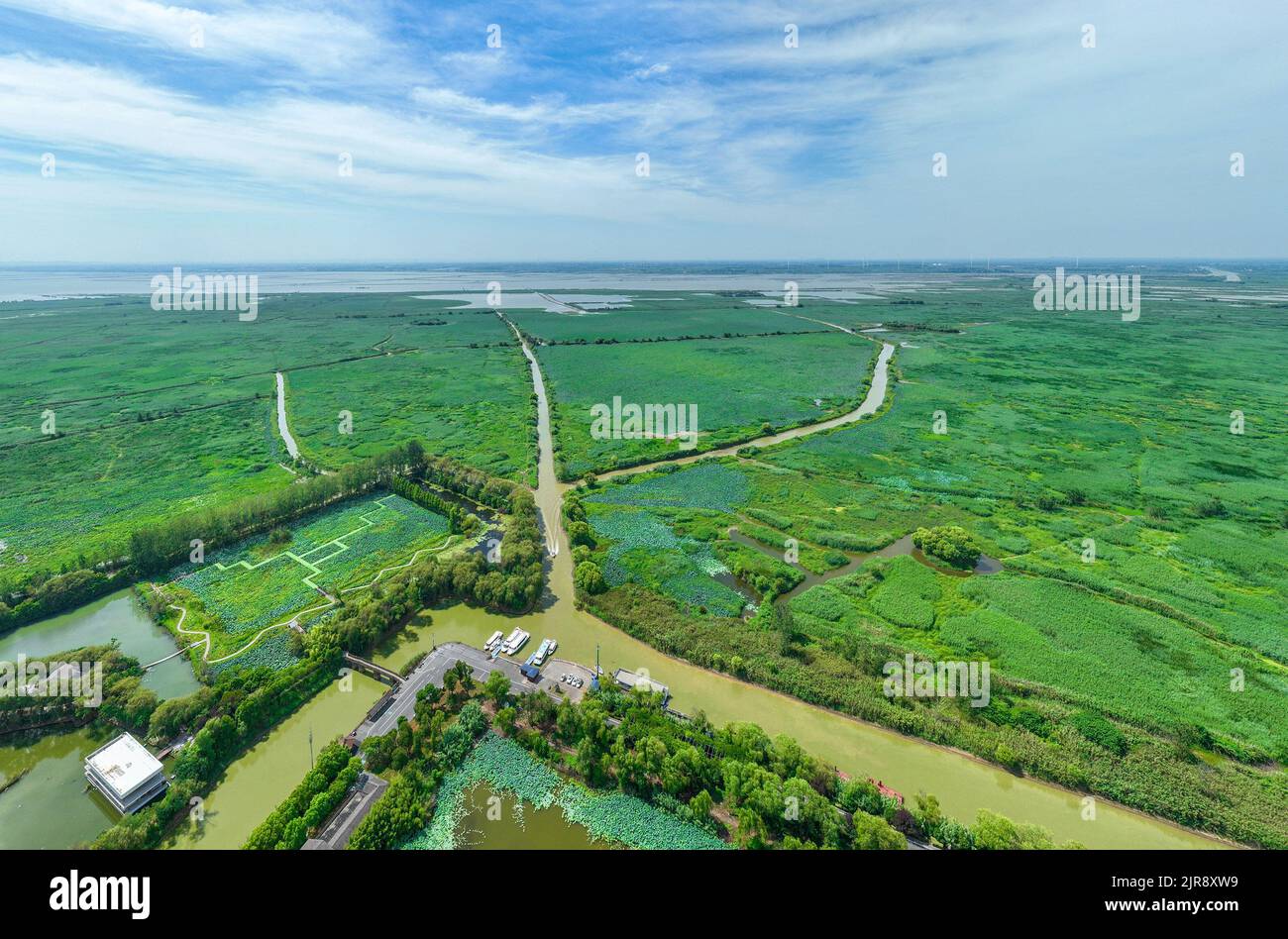 SUQIAN, CHINA - AUGUST 22, 2022 - An aerial photo shows the luxuriated ...