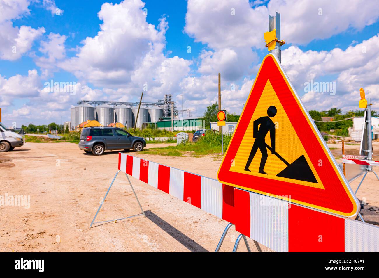Work in progress, triangle sign with boundary, caution symbol on ...