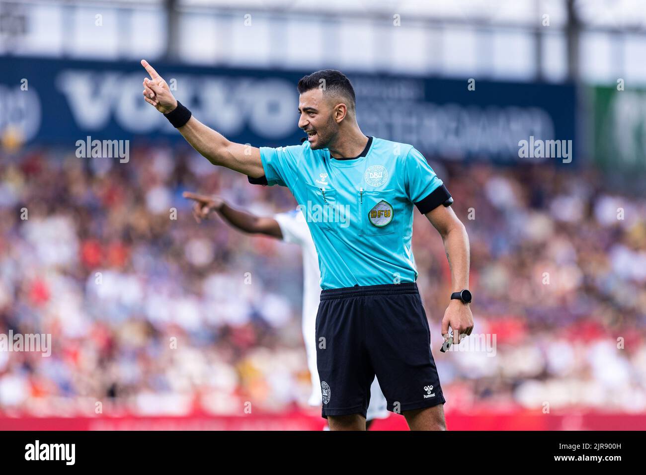 Farum, Denmark. 21st, August 2022. Referee Aydin Uslu seen during the ...