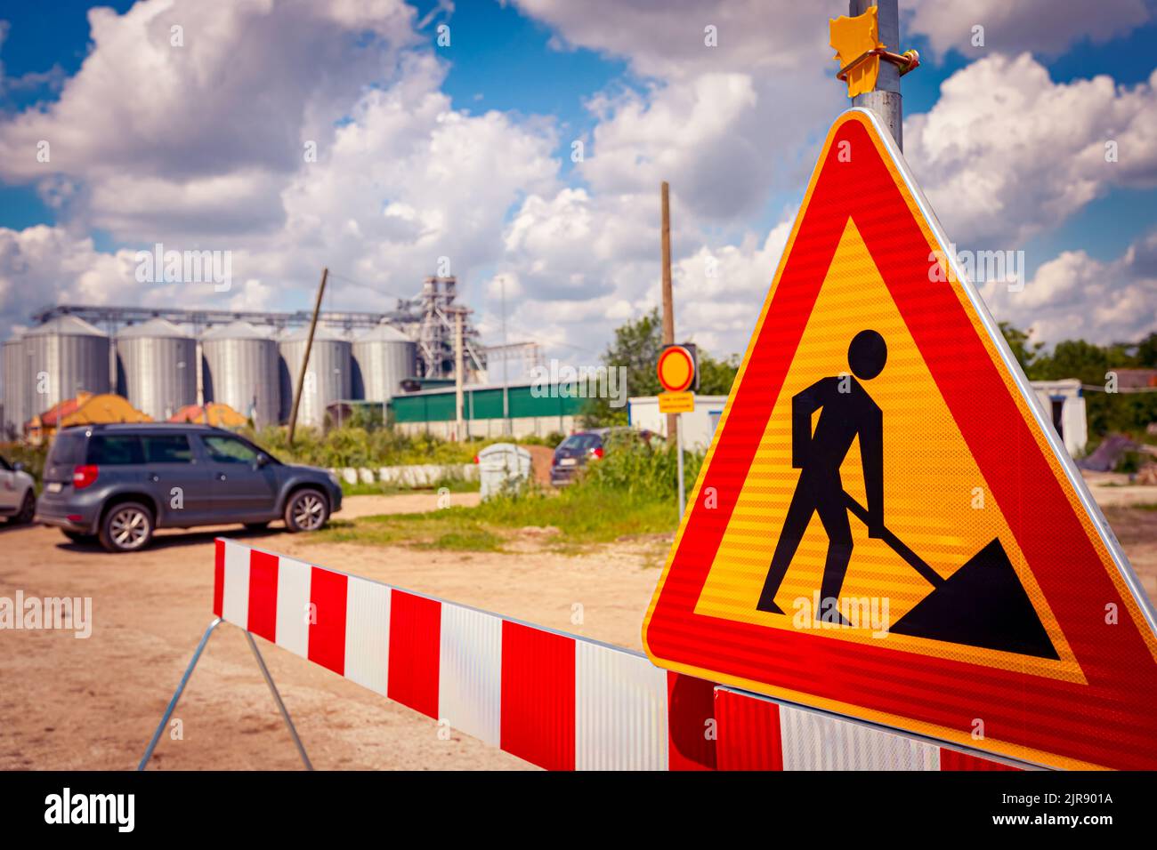 Work in progress, triangle sign with boundary, caution symbol on ...