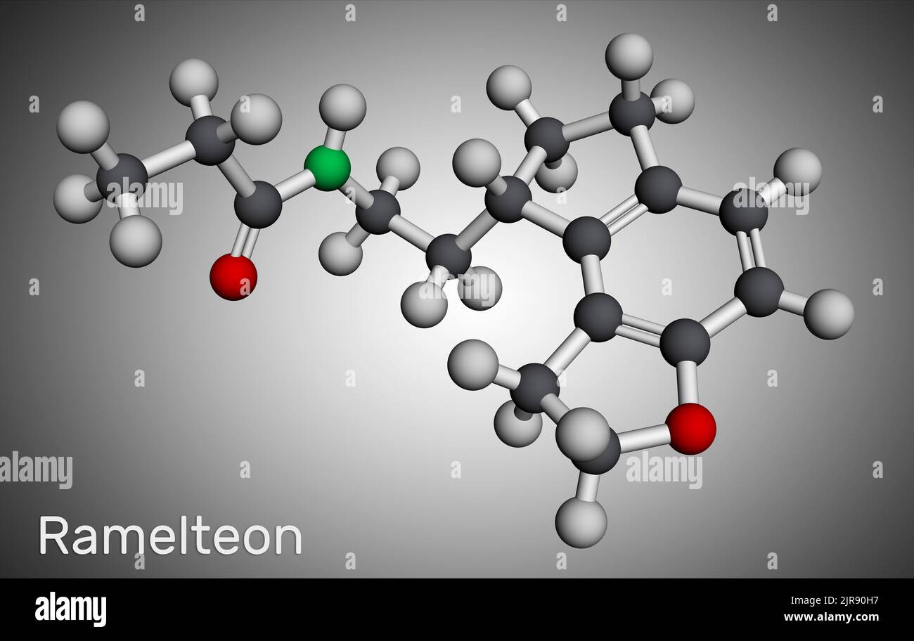 Ramelteon molecule. It is sleep agent, melatonin receptor agonist used ...