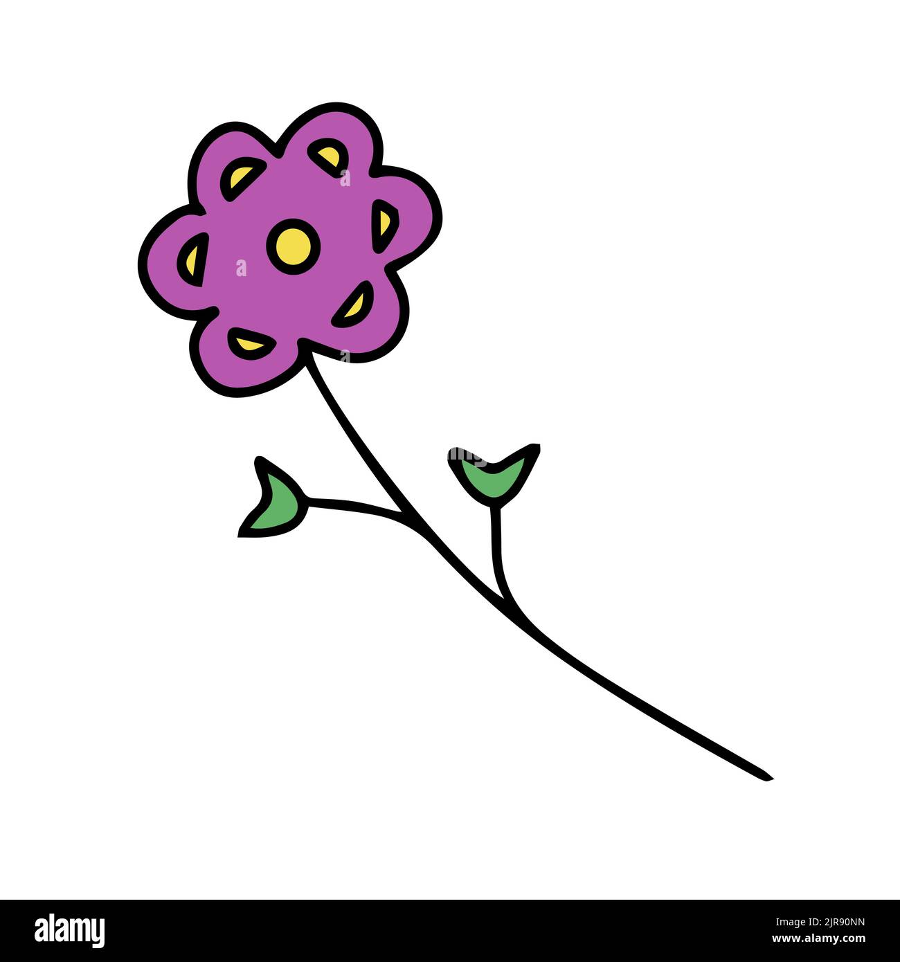 Colorful bright flower. Vector illustration in hand drawn style Stock ...