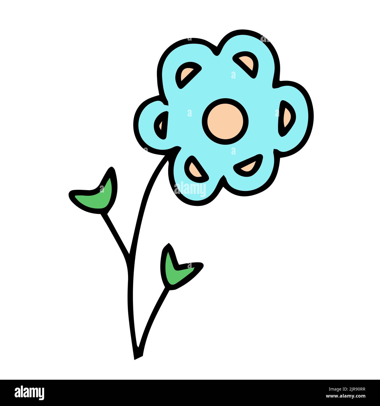 Colorful bright flower. Vector illustration in hand drawn style Stock ...