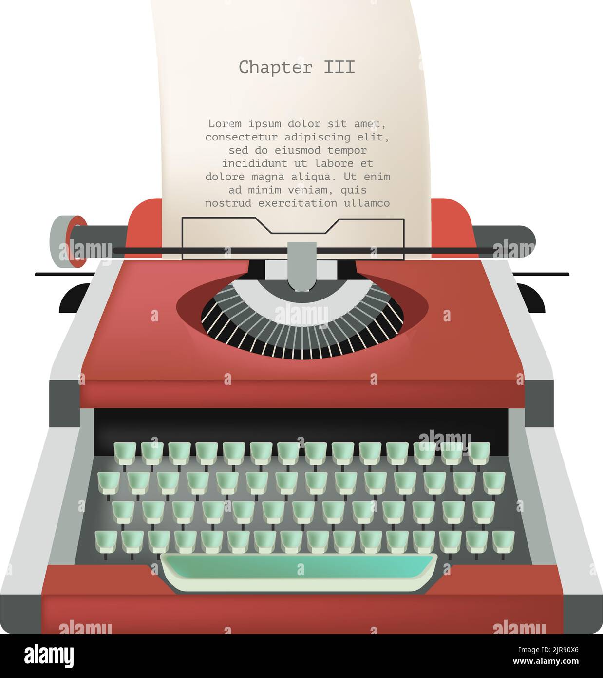 Outdated retro or vintage typing machine with page Stock Vector Image ...