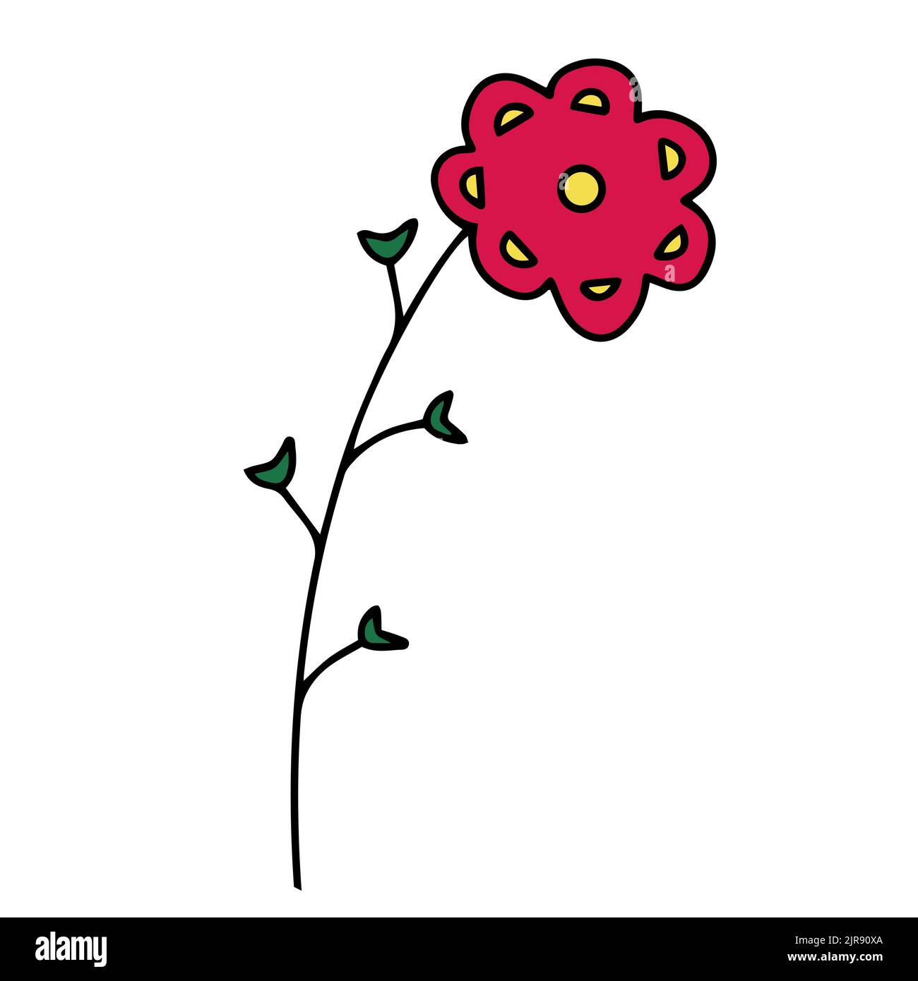 Colorful bright flower. Vector illustration in hand drawn style Stock ...