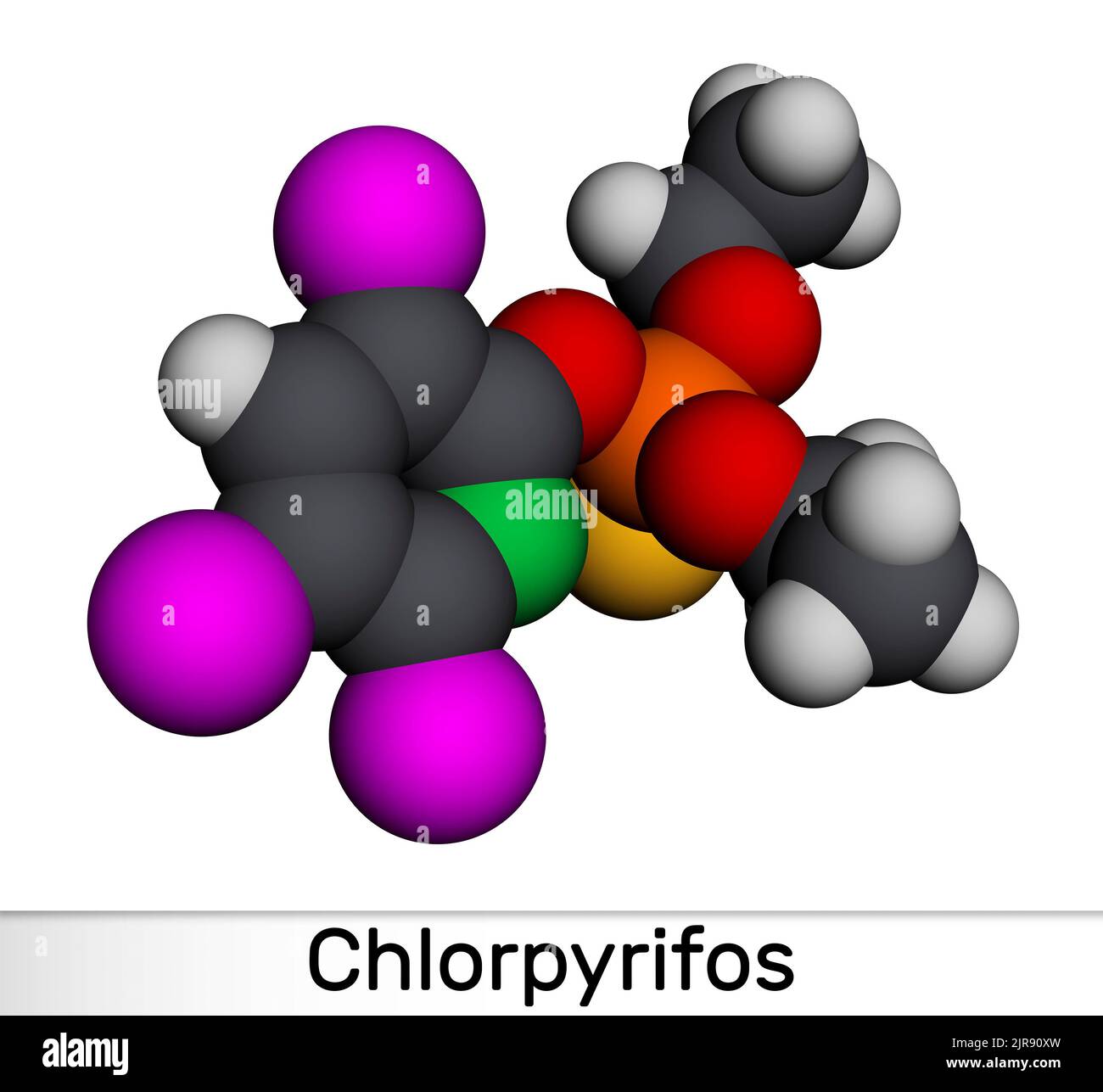 Chlorpyrifos, CPS molecule. It is organophosphate neurotoxicant, used ...