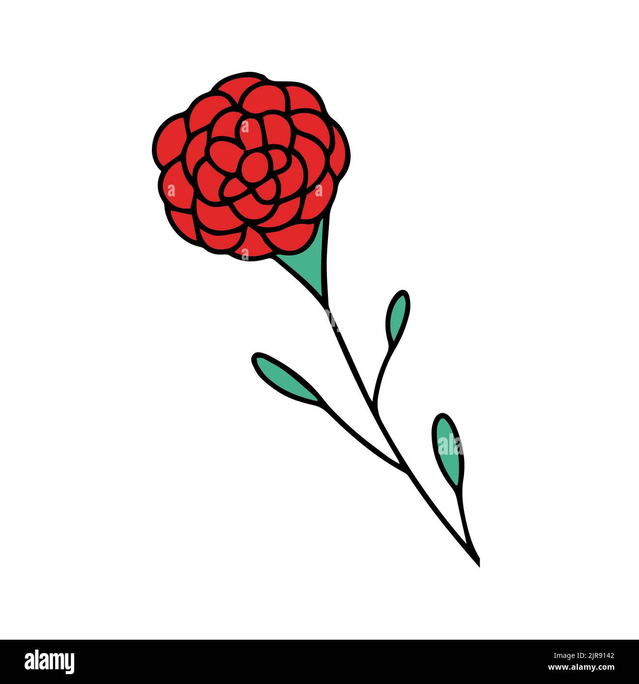 Colorful bright flower. Vector illustration in hand drawn style Stock ...