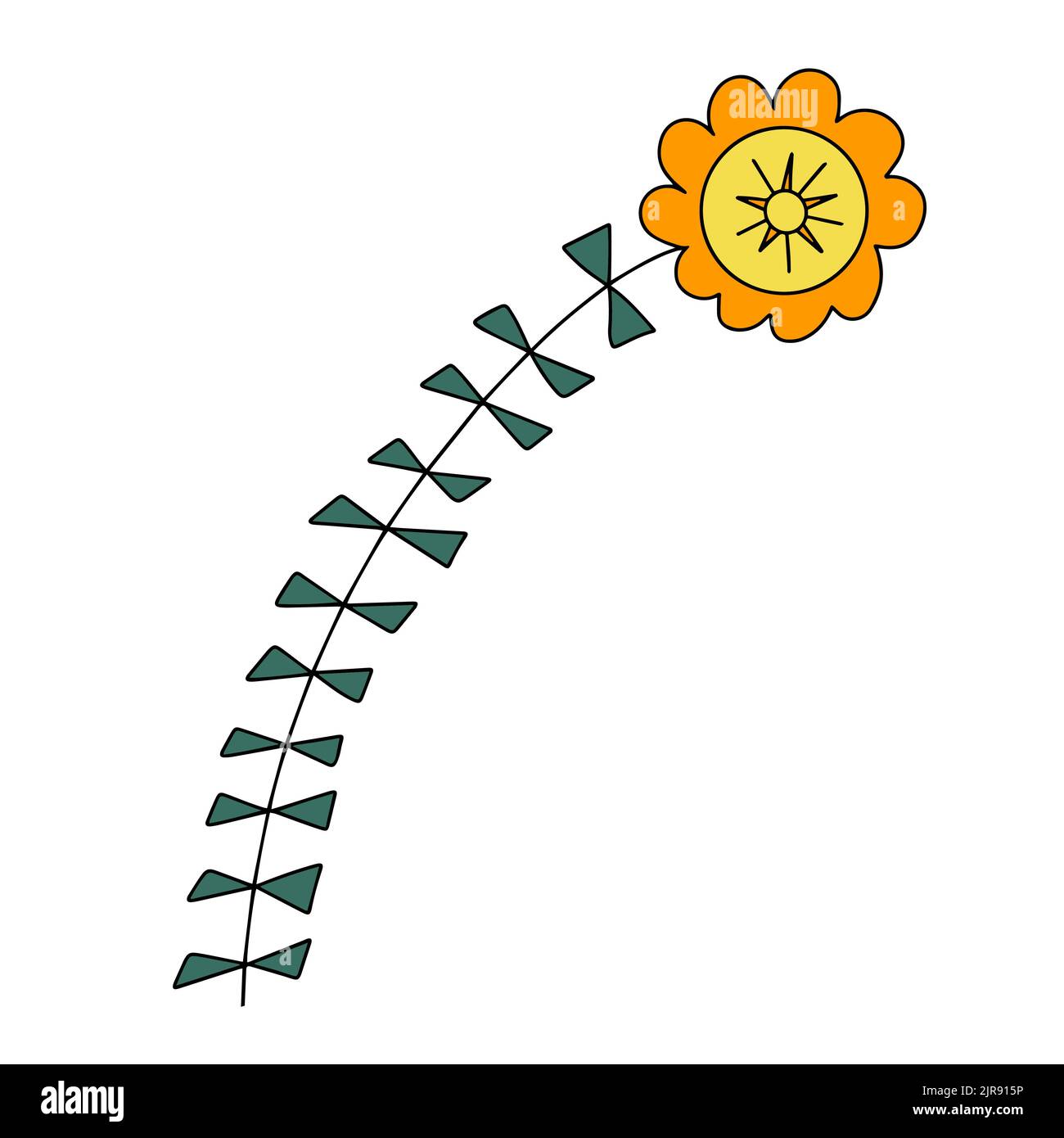 Colorful bright flower. Vector illustration in hand drawn style Stock ...