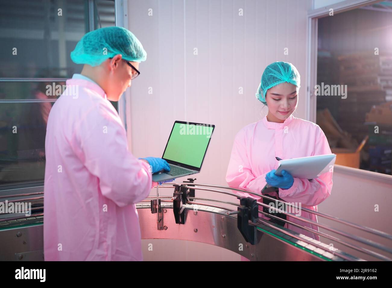 Asian worker labor working in food and beverage for drink industry ...