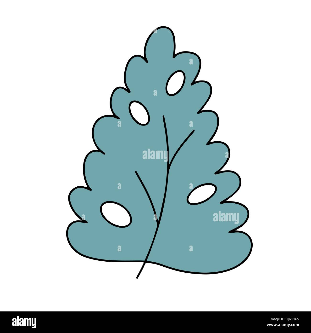 Fresh natural green leaf colored with stroke. Vector illustration Stock ...