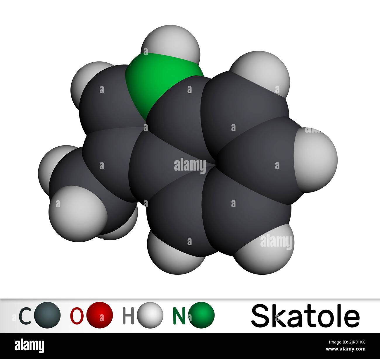 Skatole, 3-methylindole molecule. Belong to the indole family, used as ...