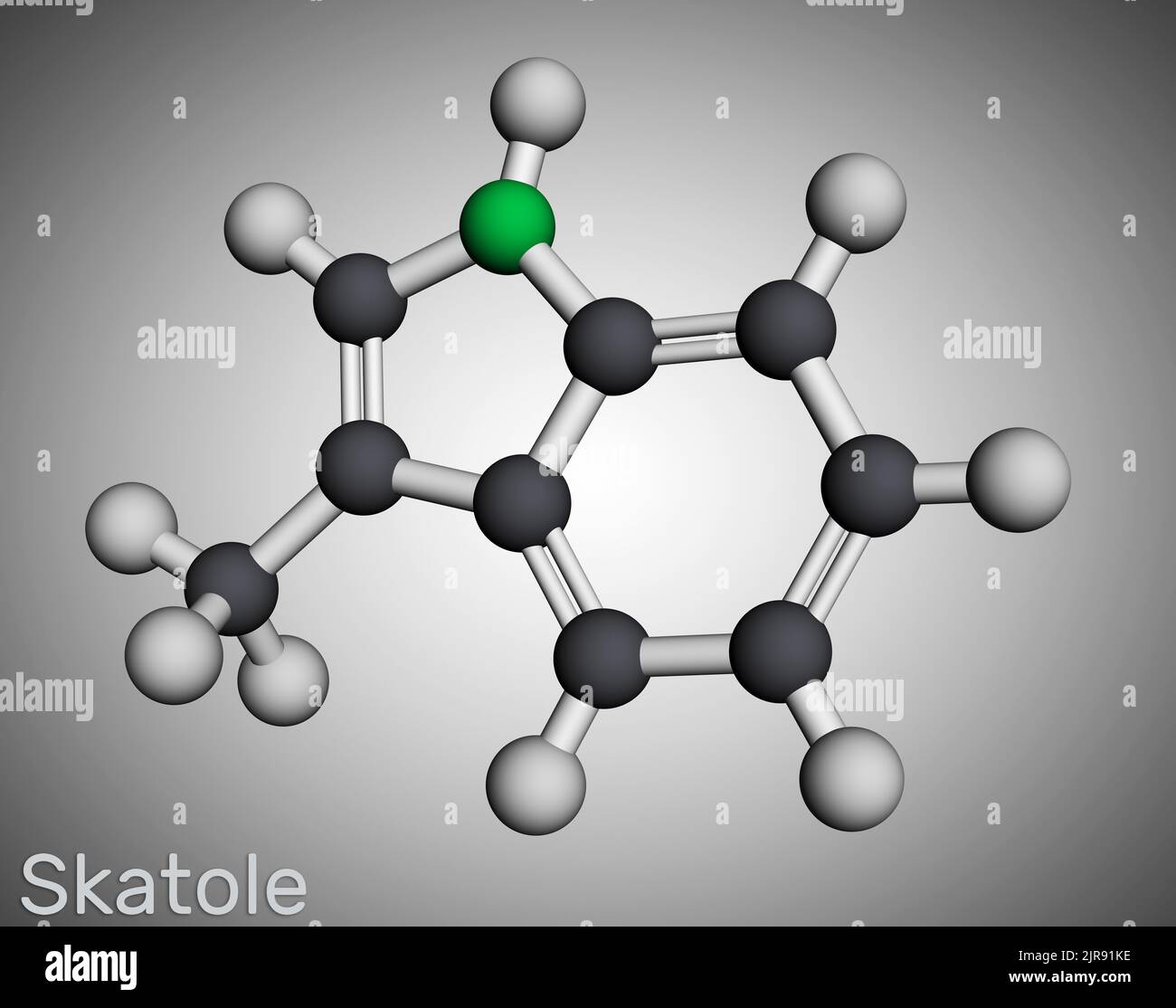 Skatole, 3-methylindole molecule. Belong to the indole family, used as ...