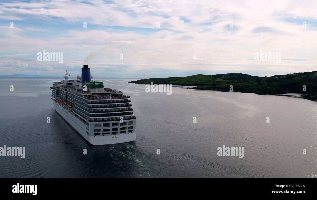 KILLYBEGS, IRELAND - JULY 22 2022: MS Arcadia is a cruise ship in the P and O Cruises fleet ...
