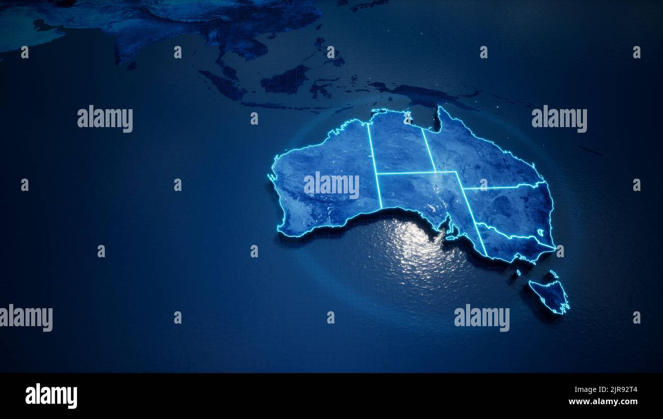 Abstract geometric futuristic concept 3d Map of Australia with borders ...
