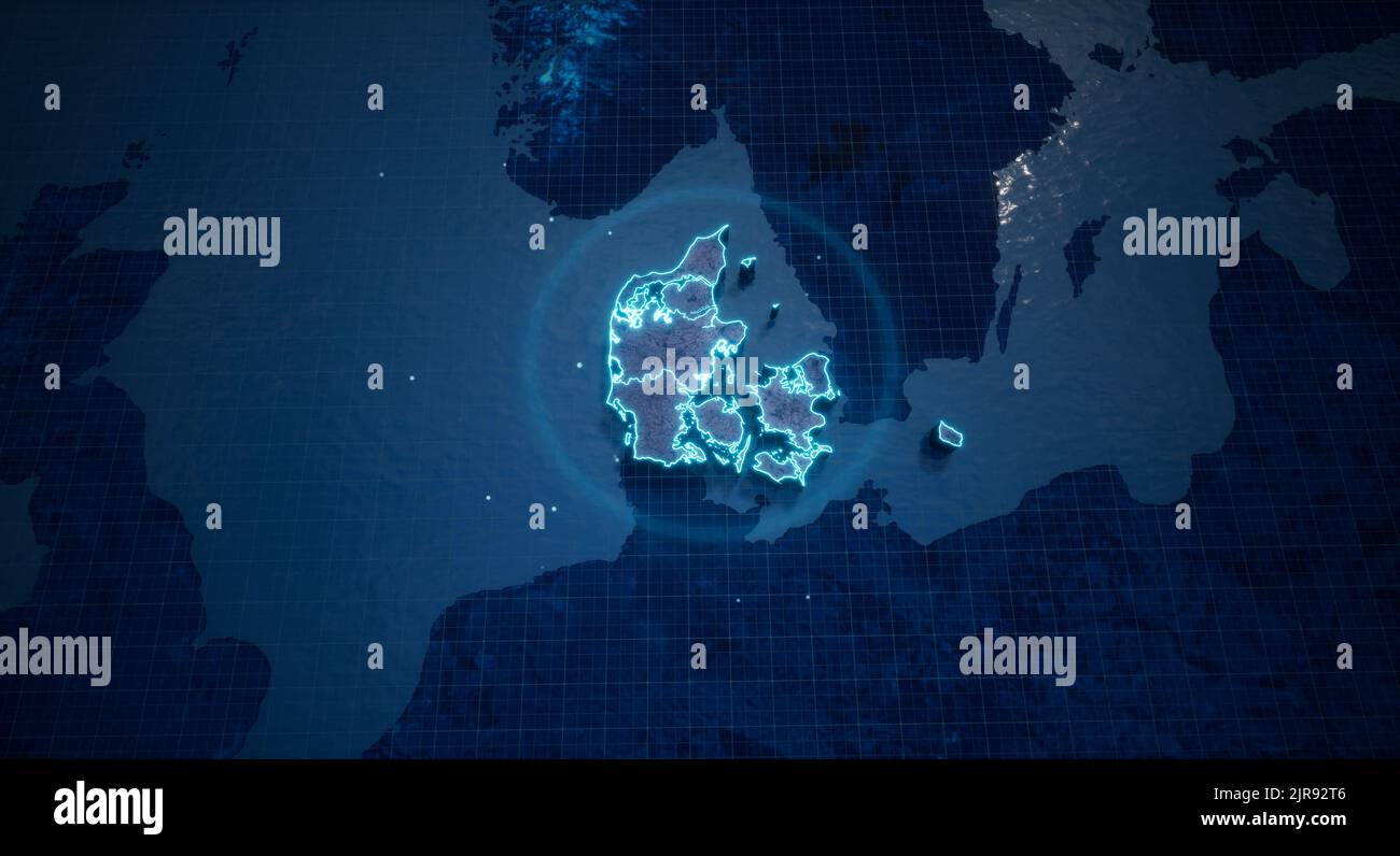 Abstract geometric futuristic concept 3d Map of Denmark with borders as ...