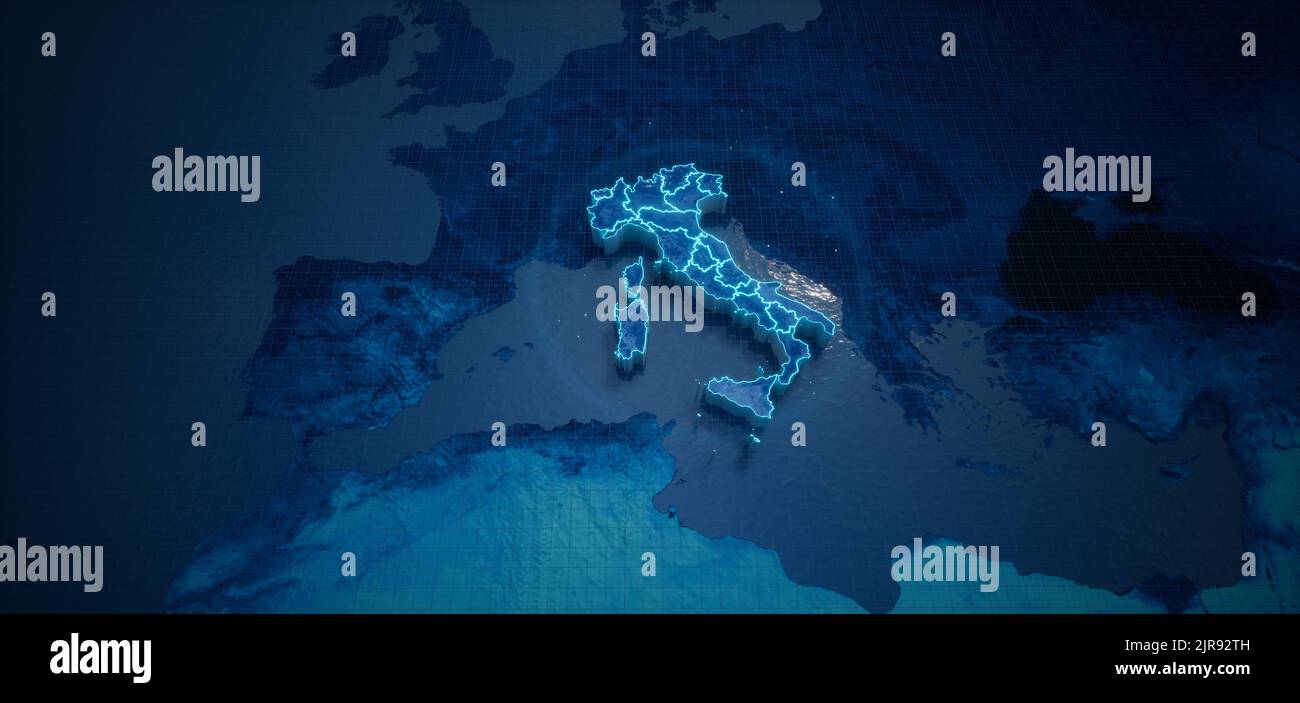 Abstract geometric futuristic concept 3d Map of Italy with borders as ...