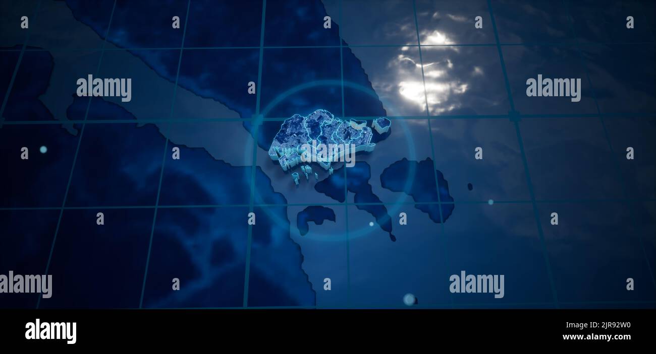 Abstract geometric futuristic concept 3d Map of Singapore with borders ...
