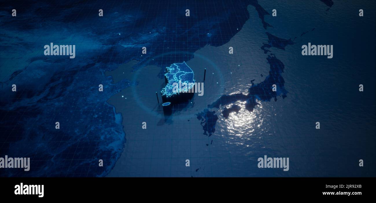 Abstract geometric futuristic concept 3d Map of South Korea with ...