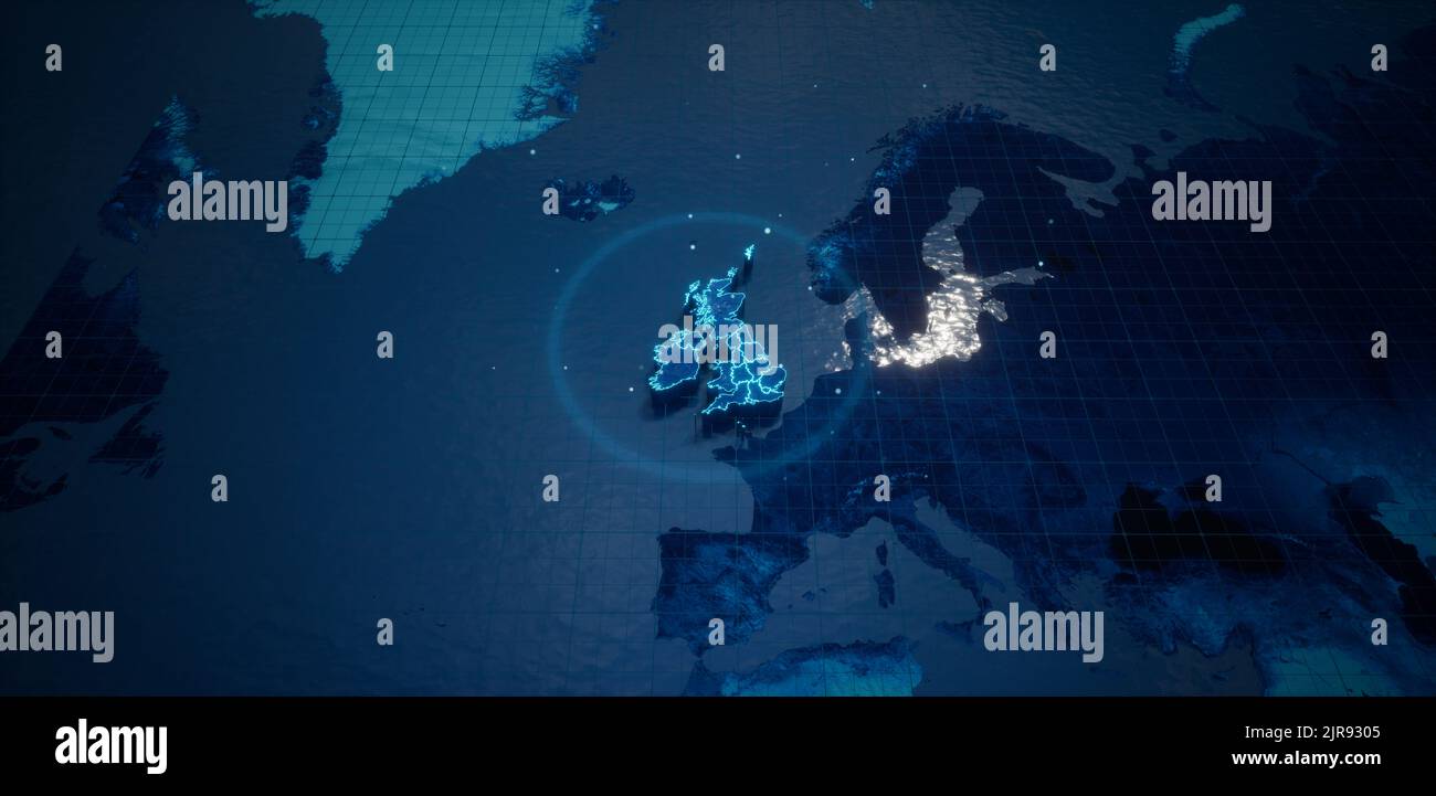 Abstract geometric futuristic concept 3d Map of United Kingdom with ...