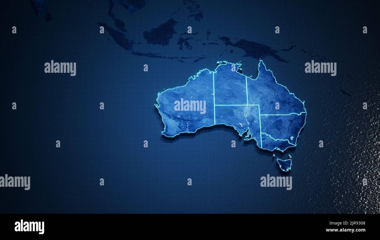 Abstract geometric futuristic concept 3d Map of Australia with borders ...