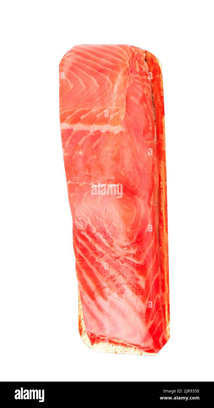 piece of red fish fillet isolated on white Stock Photo - Alamy