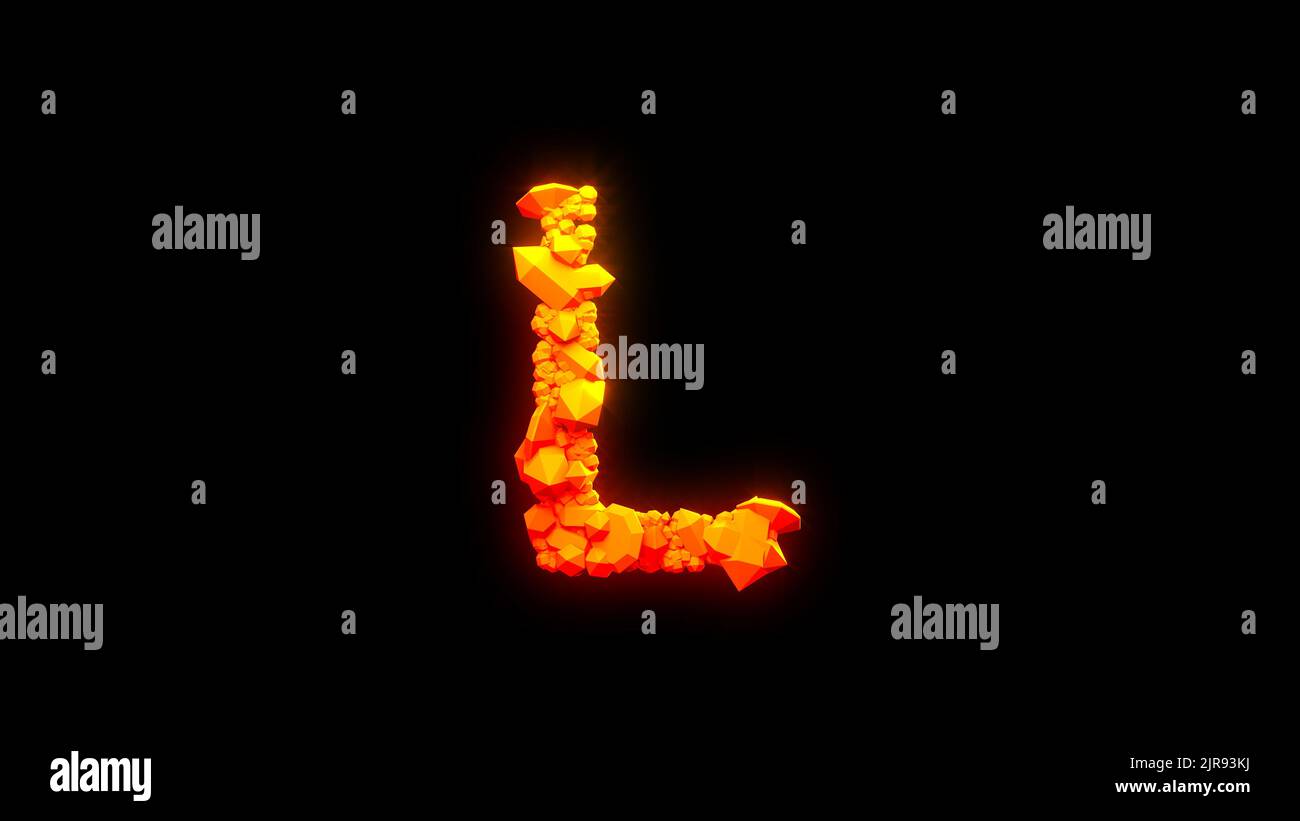beautiful magmatic rocks letter L - burning hot orange - red character ...