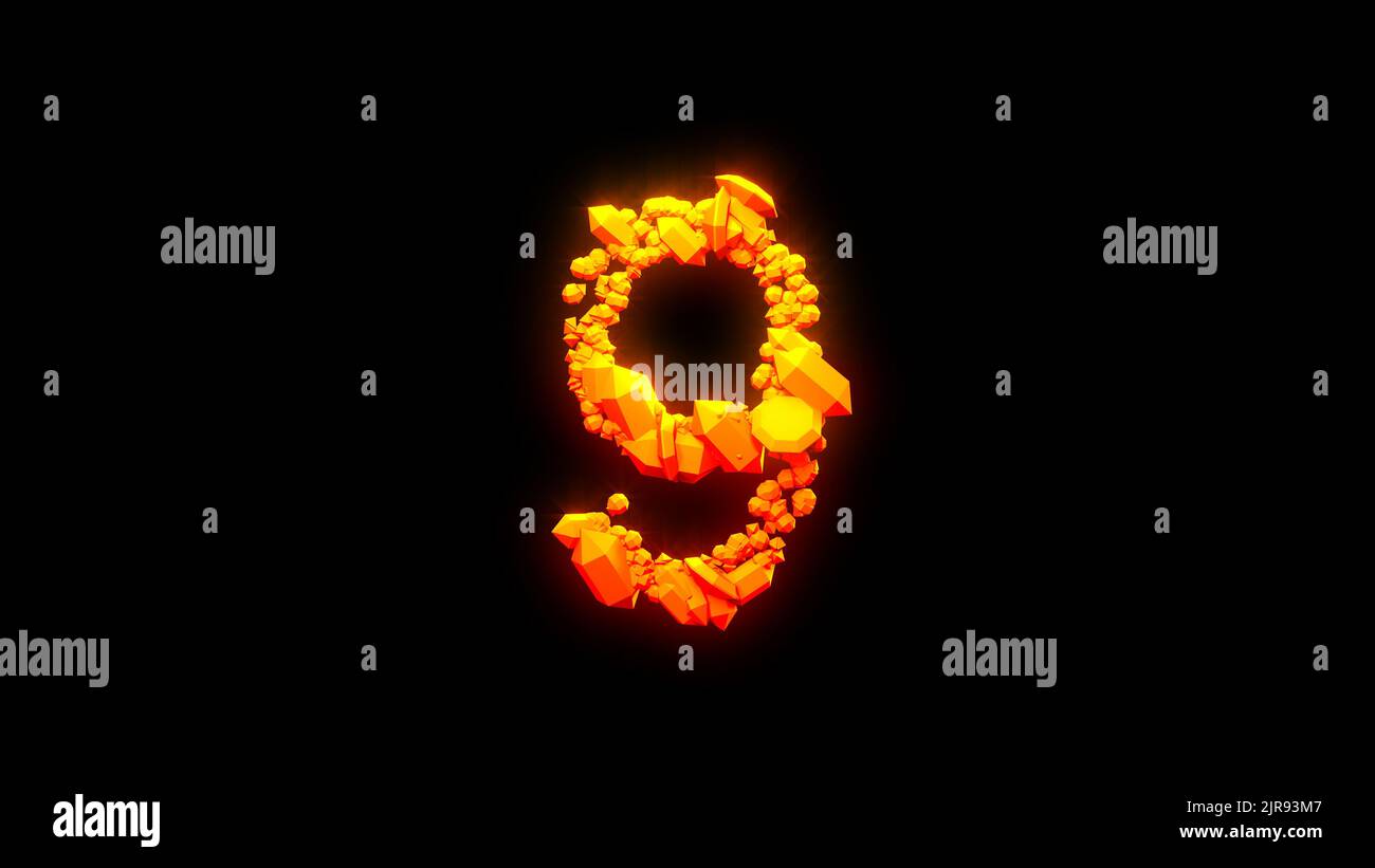 cute lava stones number 9 - burning hot orange - red character ...