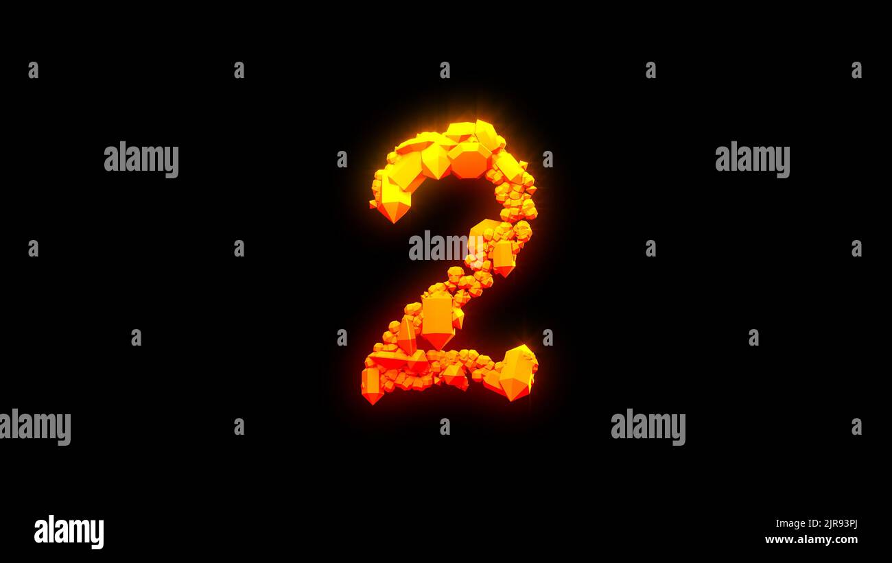 cute fire stones number 2 - burning hot orange - red character ...