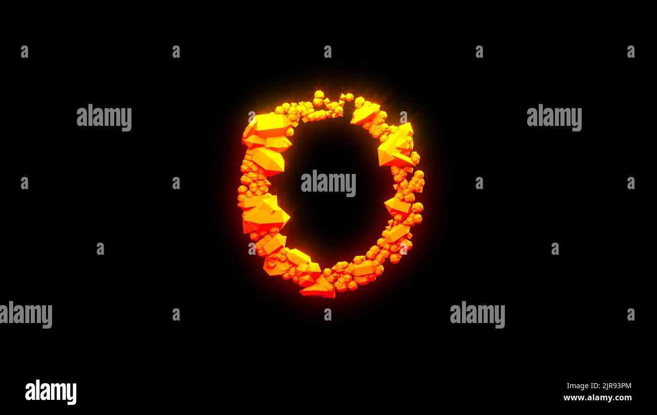 beautiful fire rocks letter O - burning hot orange - red character ...