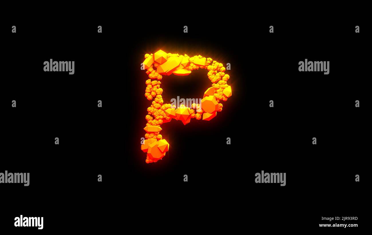 nice burning rocks letter P - burning hot orange - red character ...