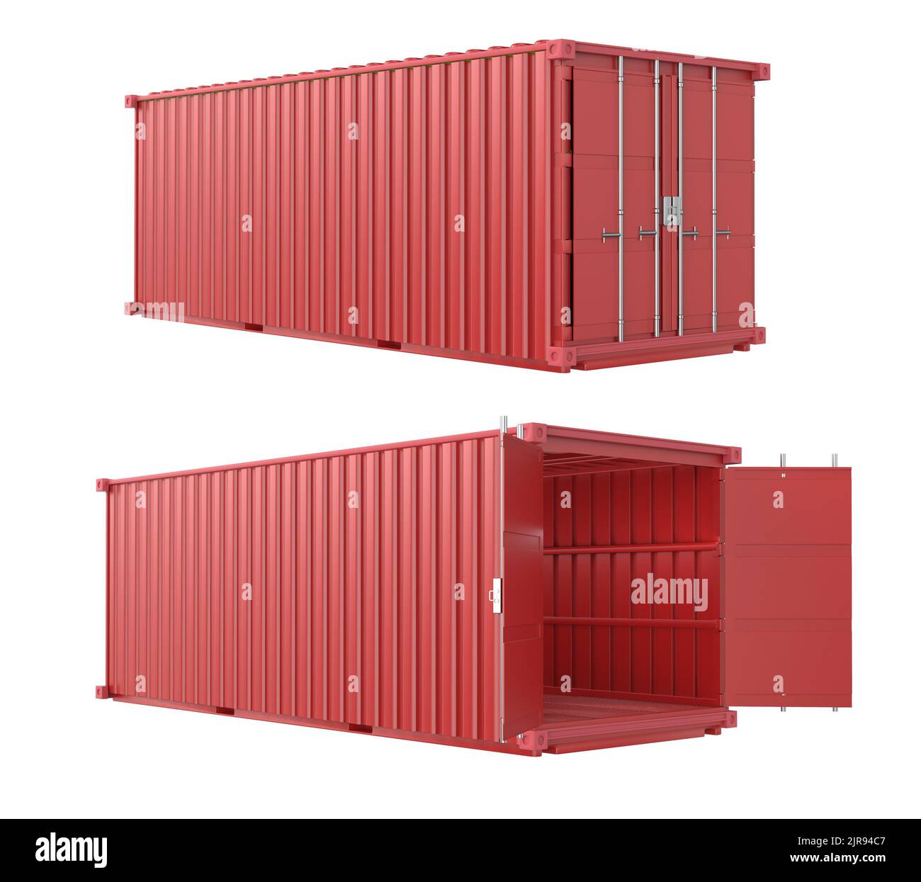 3d rendering red container with door open and close isolated on white background Stock Photo - Alamy