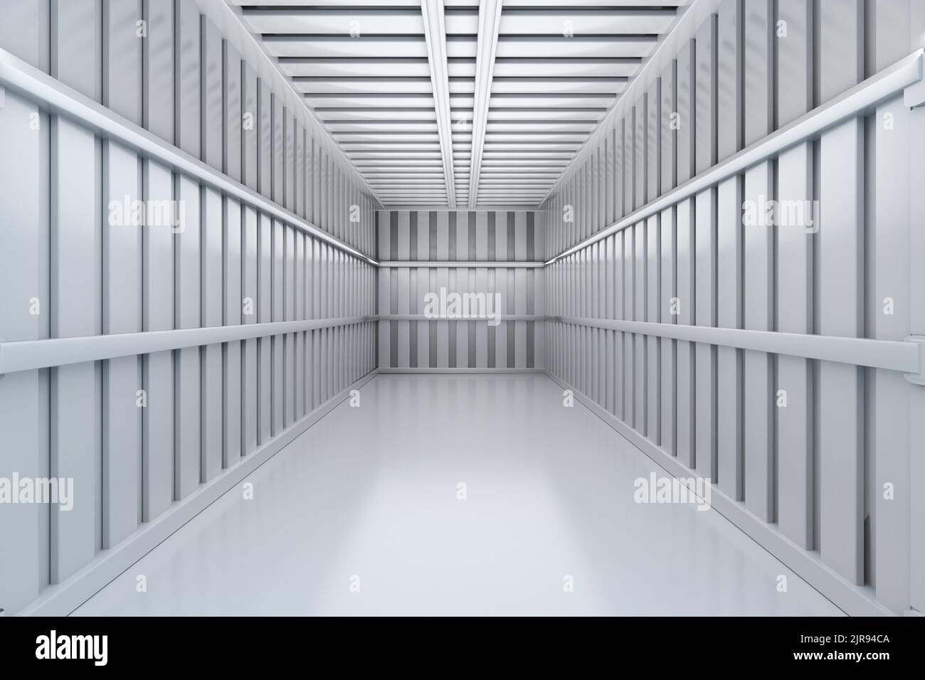 3d rendering interior white and clean empty container or storage room ...