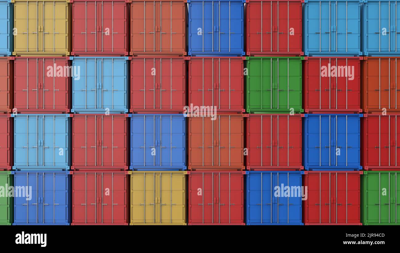 3d rendering stack of containers at container port or terminal Stock ...