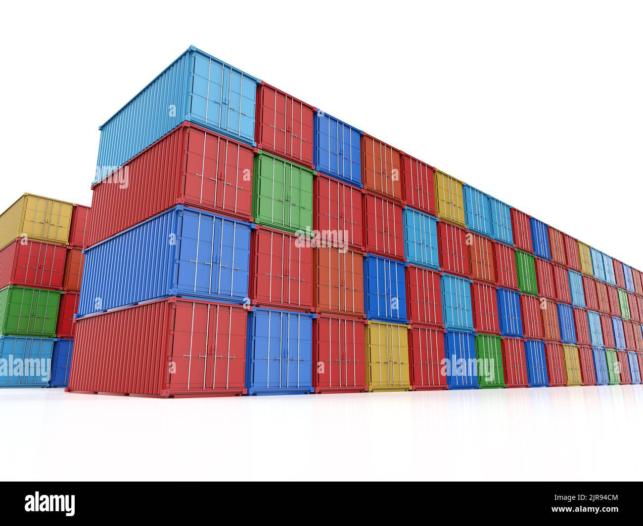 3d rendering stack of containers on white background Stock Photo - Alamy