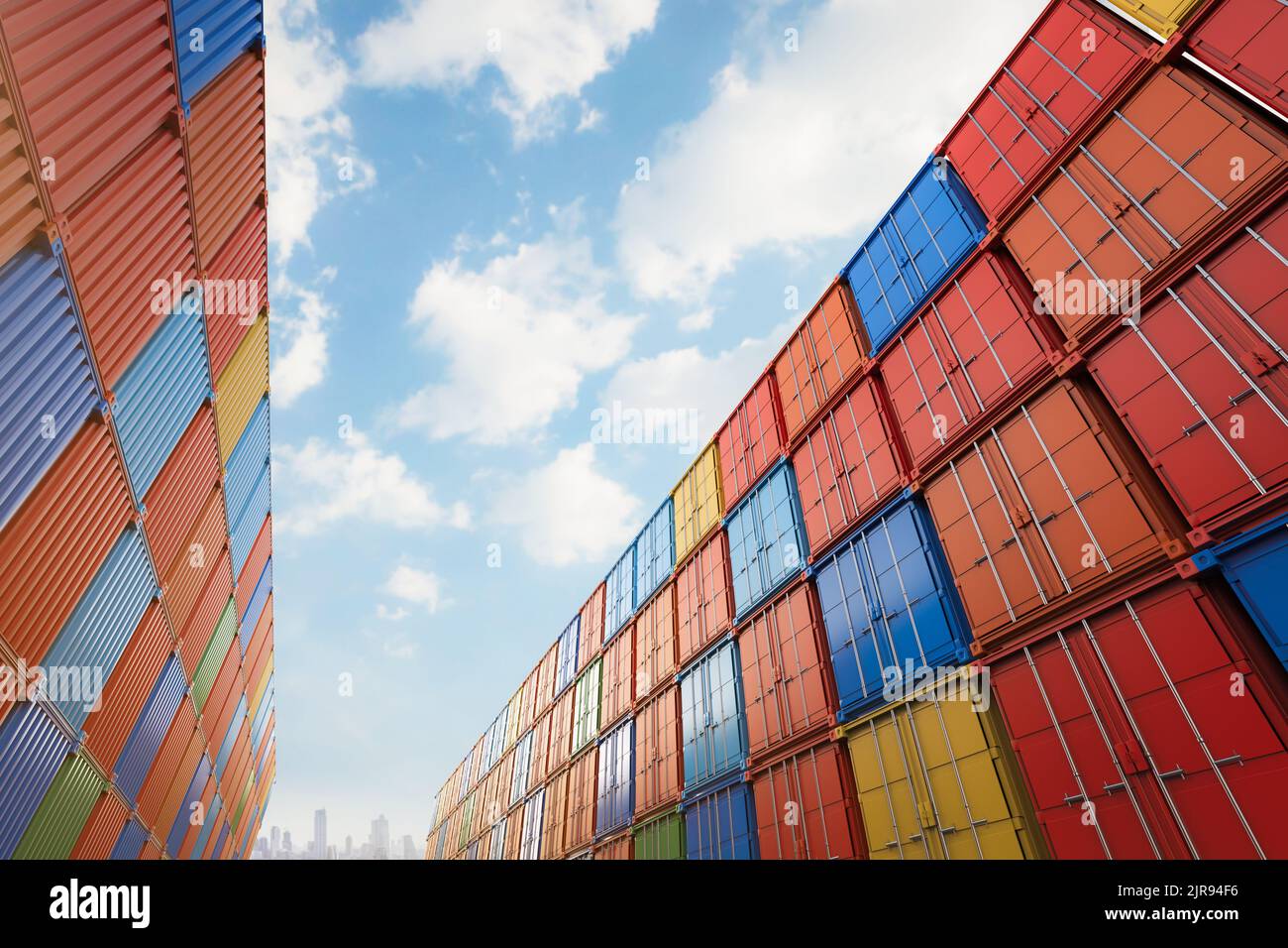 3d rendering stack of containers at container port or terminal Stock ...