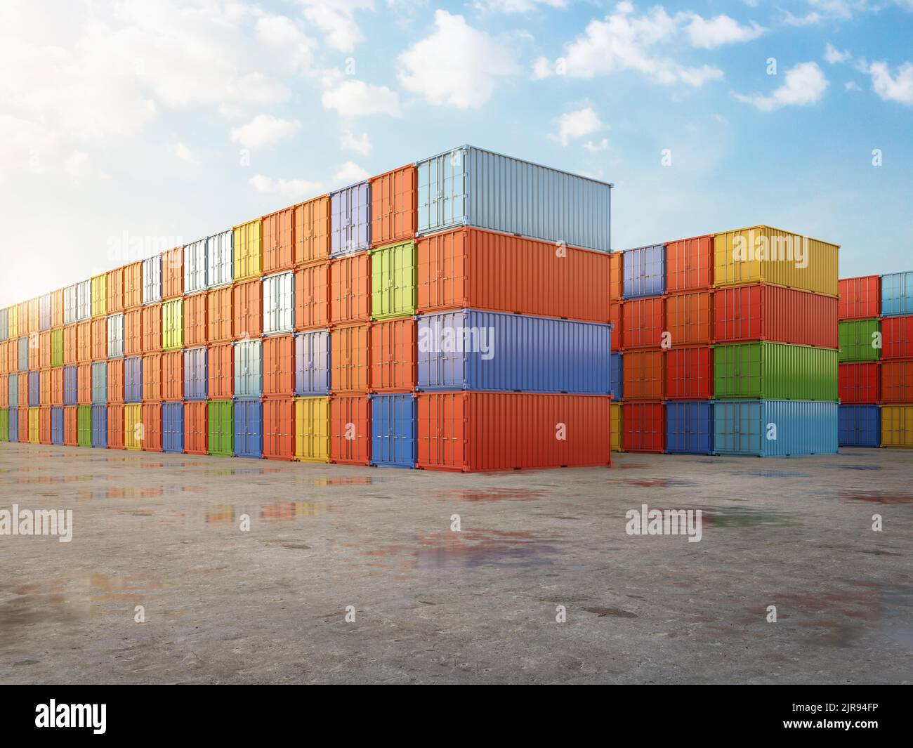 3d rendering stack of containers at container port or terminal Stock ...