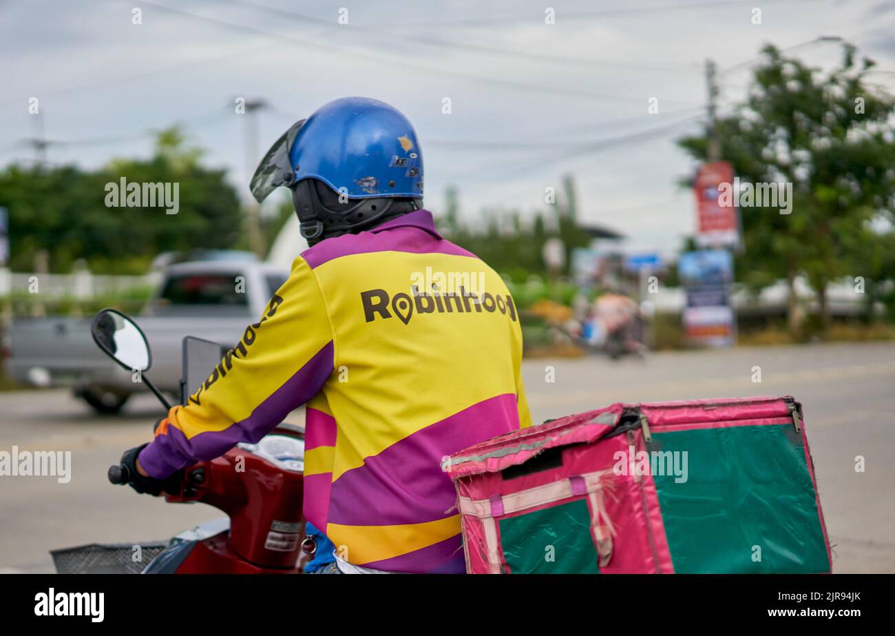 Food delivery service by motorcycle, taken in Pathumthani, Thailand ...
