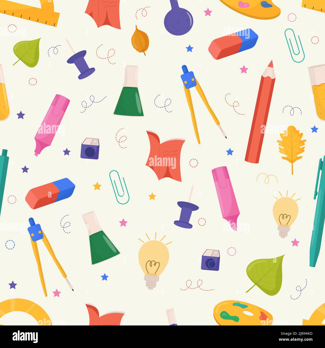 School and education related objects seamless pattern. Vector ...