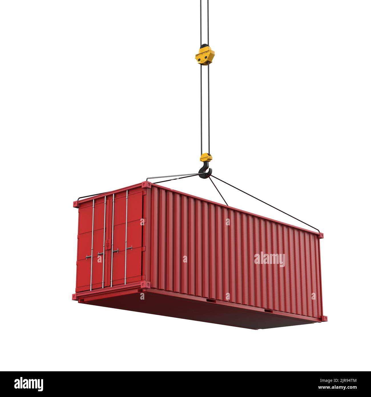 3d rendering red container with hook isolated on white background Stock ...