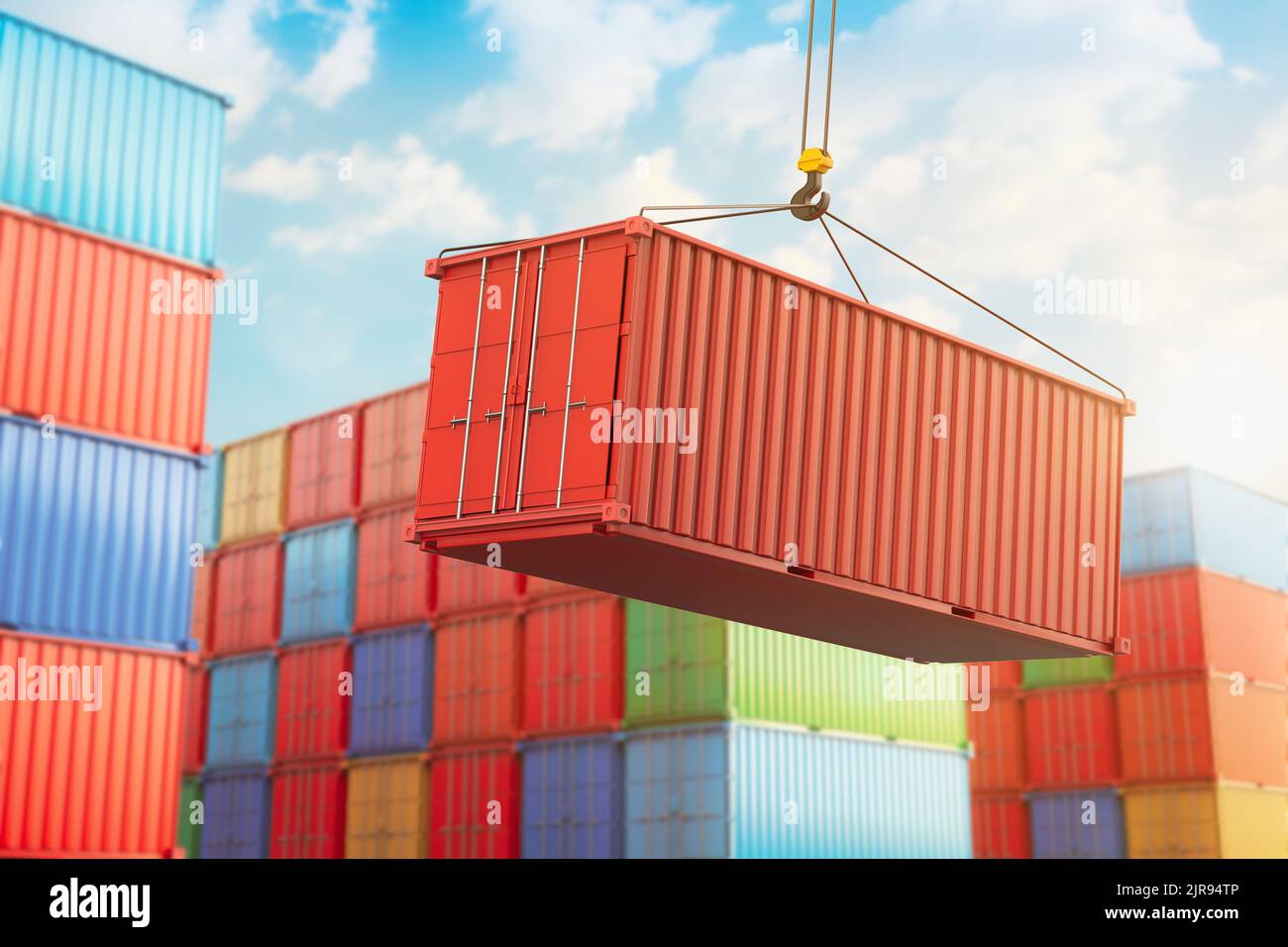 3d rendering stack of containers at container port or terminal Stock ...