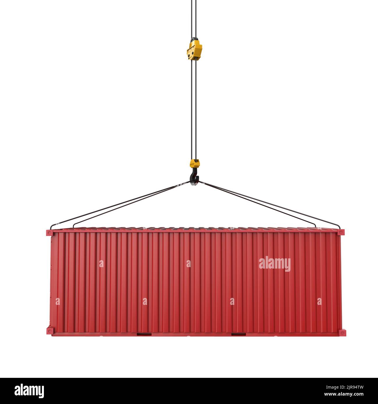 3d rendering red container with hook isolated on white background Stock ...