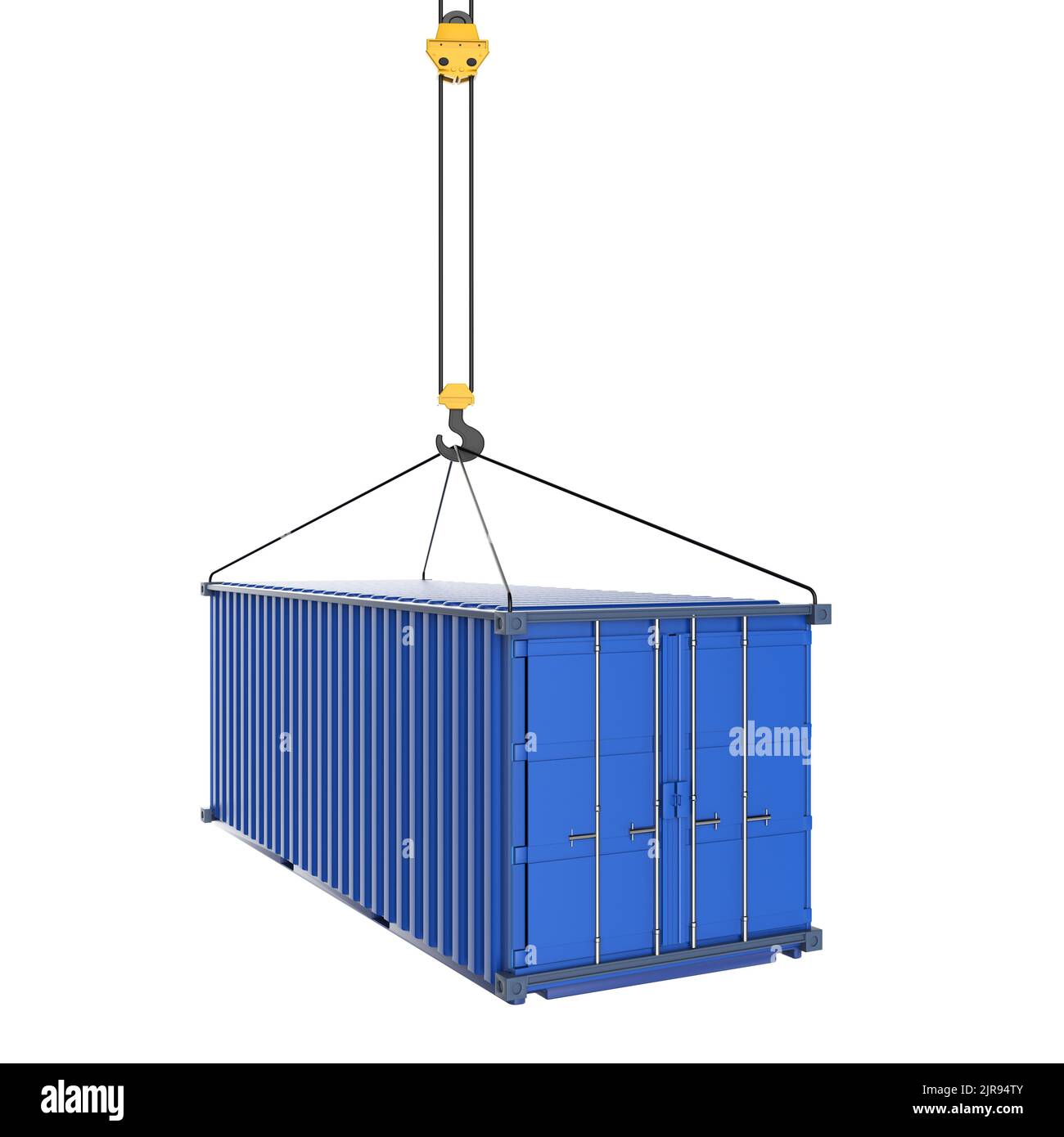3d rendering blue container with hook isolated on white background ...