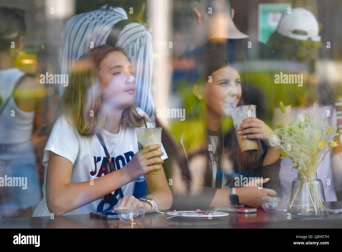 Moscow, Russia. 22nd Aug, 2022. People enjoy their drinks at the newly ...