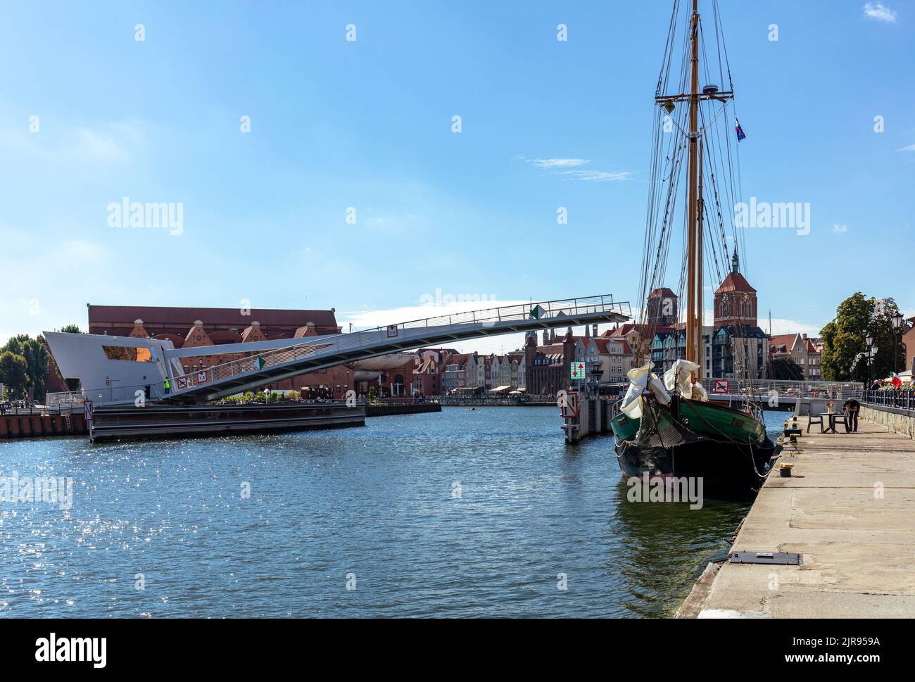 Gdansk, Poland - Sept 9, 2020: The Draw Footbridge over the Motława ...