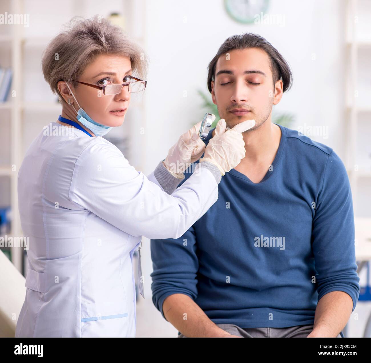 Skin cancer mole face woman hi-res stock photography and images - Alamy