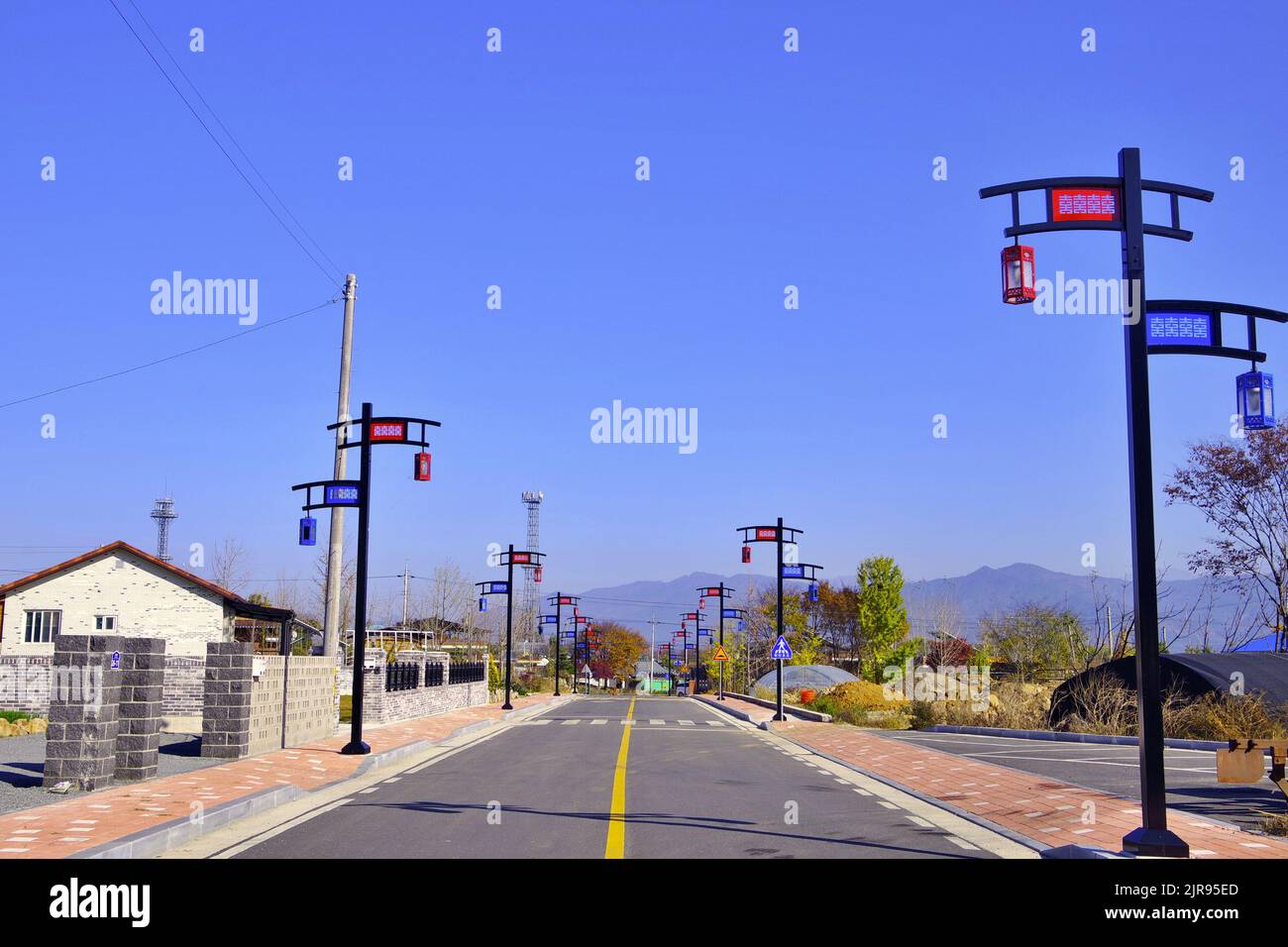 Street lamp with traditional Korean pattern Stock Photo - Alamy