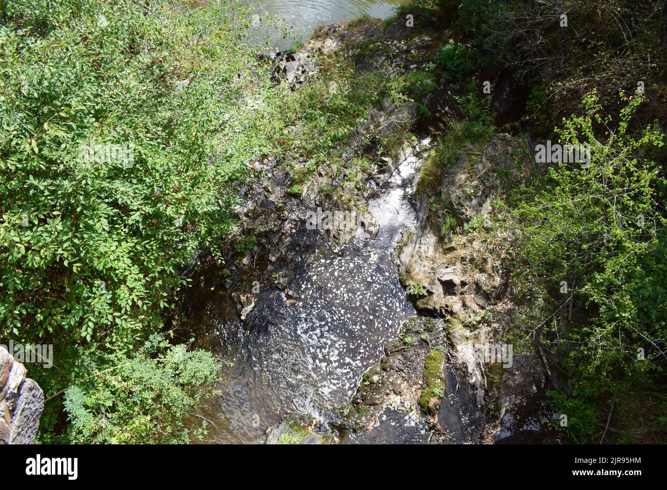 Elz lake and waterfall during the drought 2022 Stock Photo - Alamy