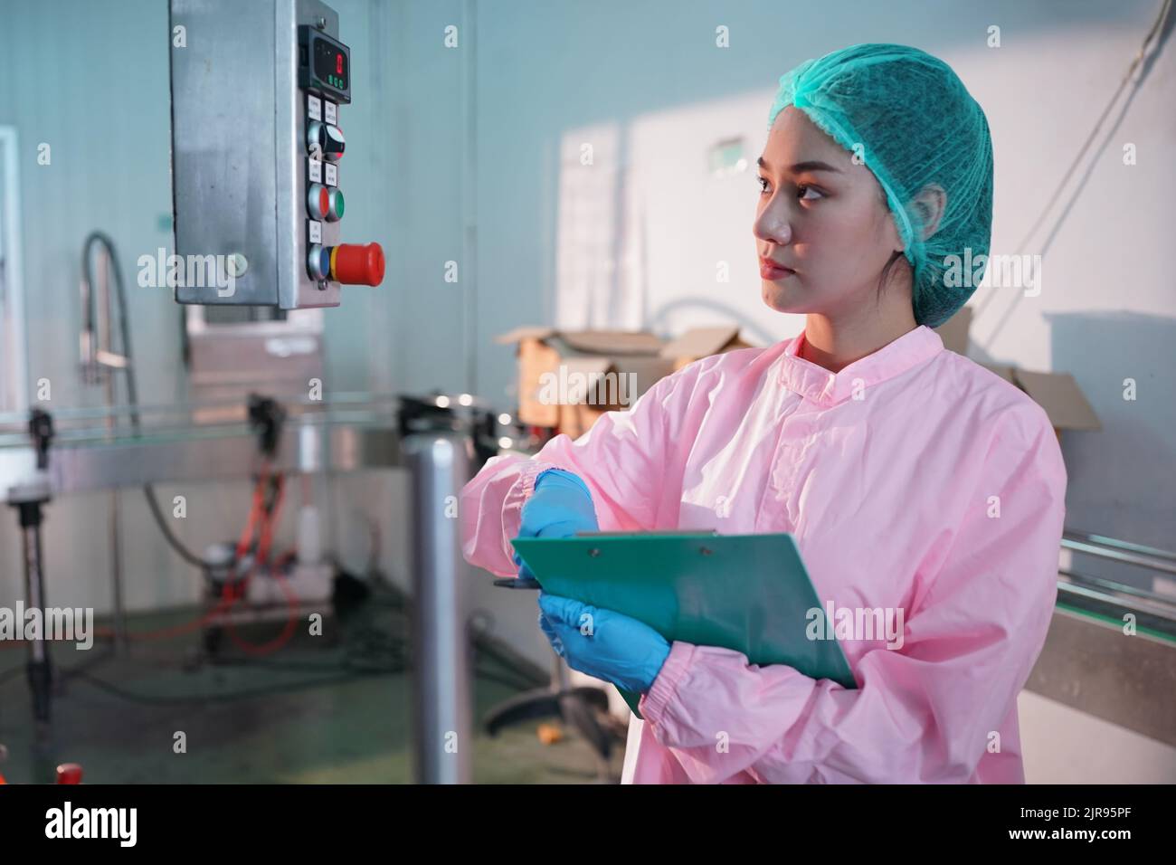 Asian worker labor working in food and beverage for drink industry ...